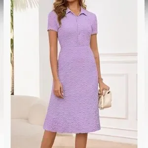 Dresses | Lavender Textured Midi Dress Lk2 | Poshmark